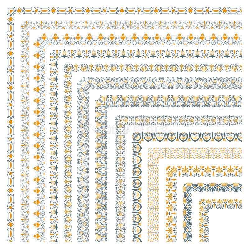 Set of Decorative Seamless Ornamental Corner Stock Vector ...
