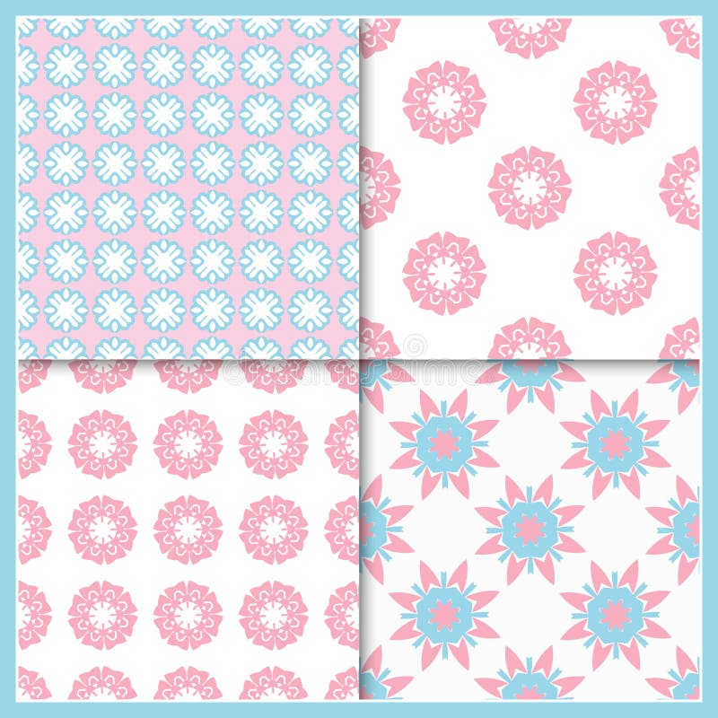 Set of 4 Decorative Seamless Pattern for Home Textile. Stock Vector ...