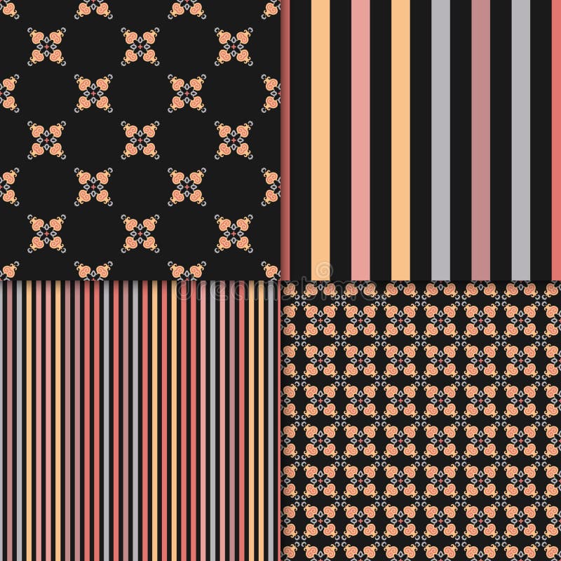 Set of 4 Decorative Seamless Pattern for Home Textile. Stock Vector ...