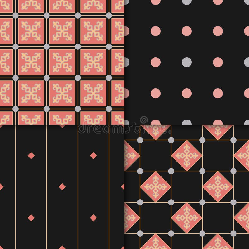 Set of 4 Decorative Seamless Pattern for Home Textile. Stock Vector ...