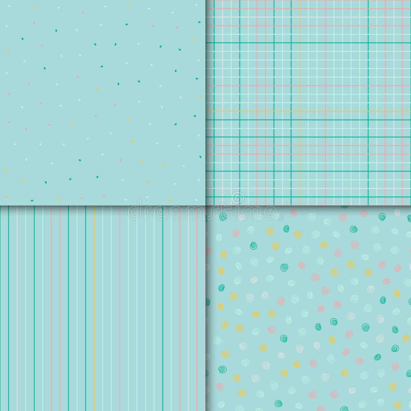 Set of 4 Decorative Seamless Pattern for Home Textile. Stock Vector ...