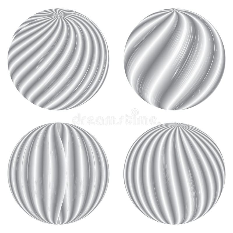 Set of Decorative Sphere. Abstract Round Striped Design Element Stock ...