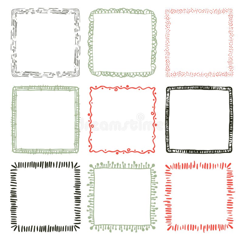 Set of 9 Decorative Square Border Frames. Stock Vector - Illustration ...