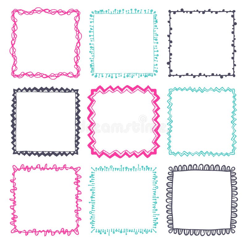 Set of 9 Decorative Square Border Frames. Stock Vector - Illustration ...