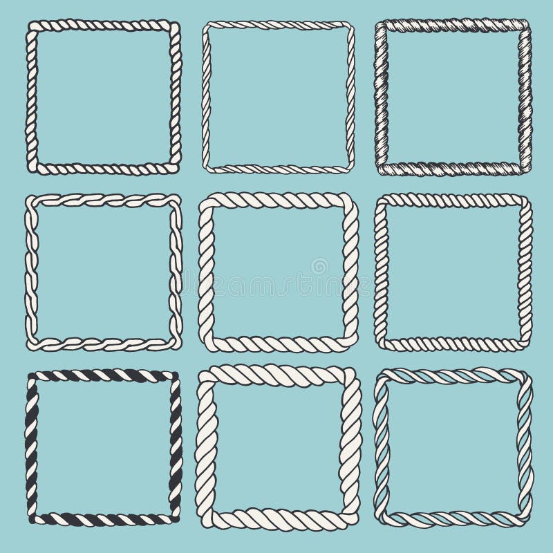 Set of 9 Decorative Square Border Frames. Stock Vector - Illustration ...
