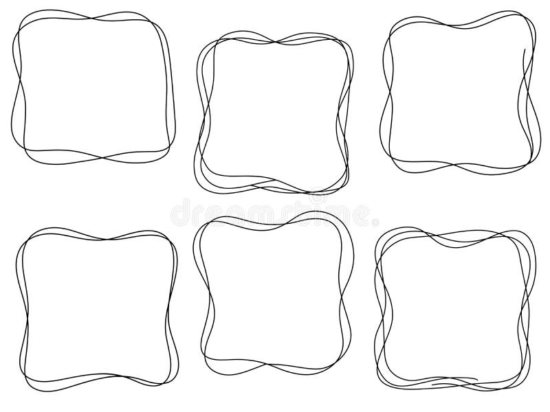 A Set of Decorative Square Frames with Rounded Edges, Drawn with a ...