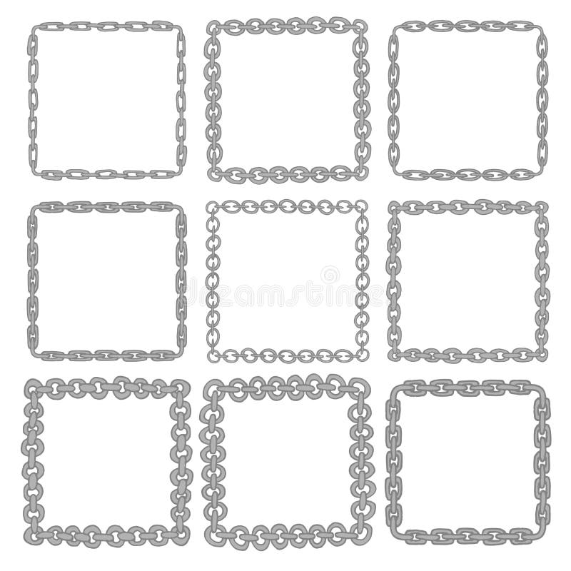 Set of 9 Decorative Square Iron Border Frames. Stock Vector ...