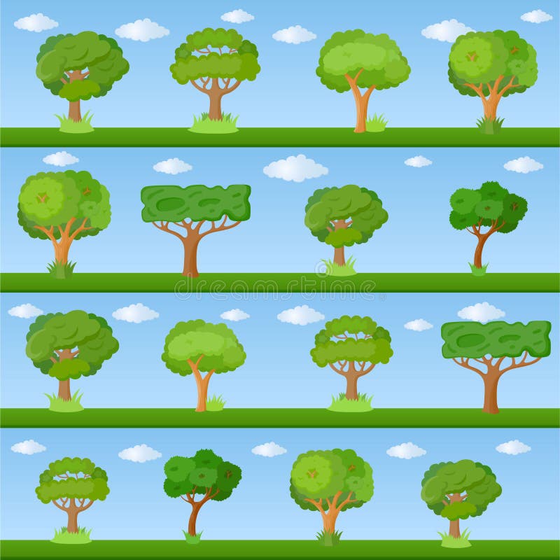 Set of Decorative Stylized Tree for Design Architectural Compositions ...