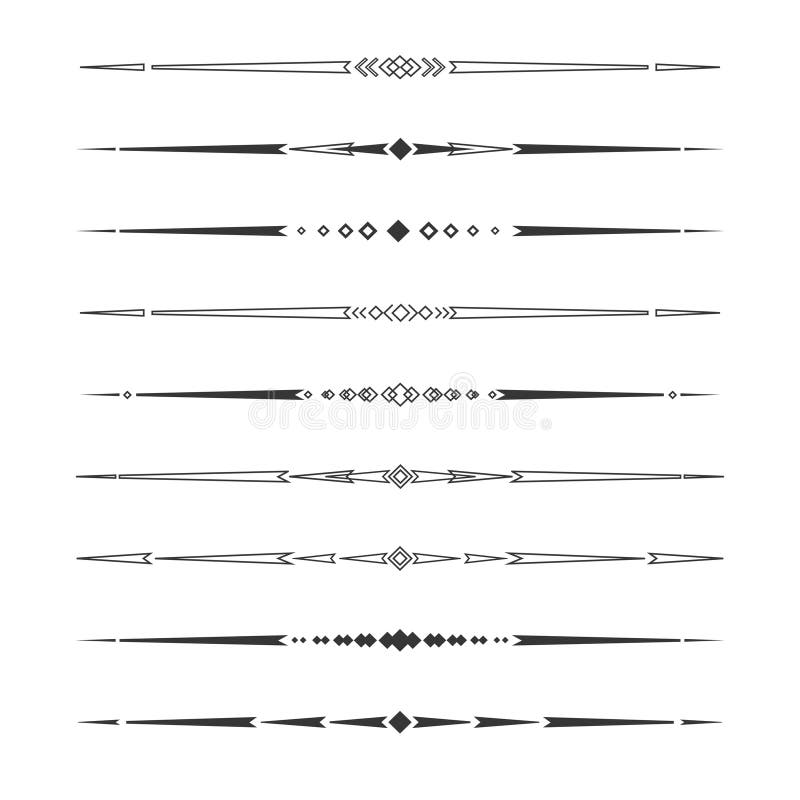 Set of Decorative Text Dividers. Line Borders. Underline Elements Stock ...