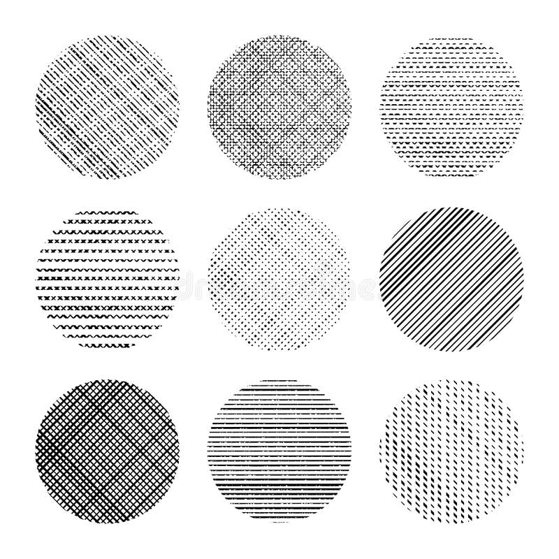 Set of Decorative Textured Circles Stock Vector - Illustration of ...