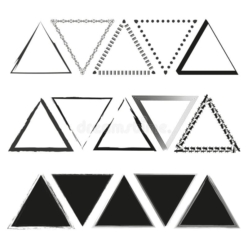 Set of Decorative Triangle Frames in Black and White. Abstract and ...