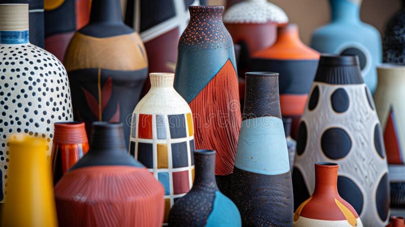 A Set of Decorative Vases with Modern and Abstract Designs Featuring ... A Set of Decorative Vases with Modern and Abstract Designs Featuring ...