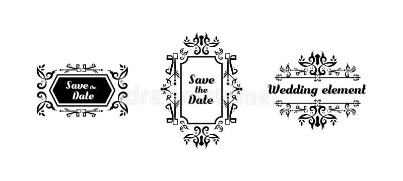 Set of Decorative Vintage Wedding Frame Set Vector Stock Vector ...