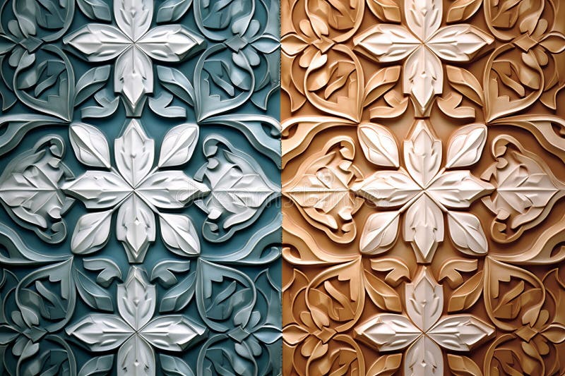 A Set of Decorative Wall Panels with Floral Designs Stock Illustration ...