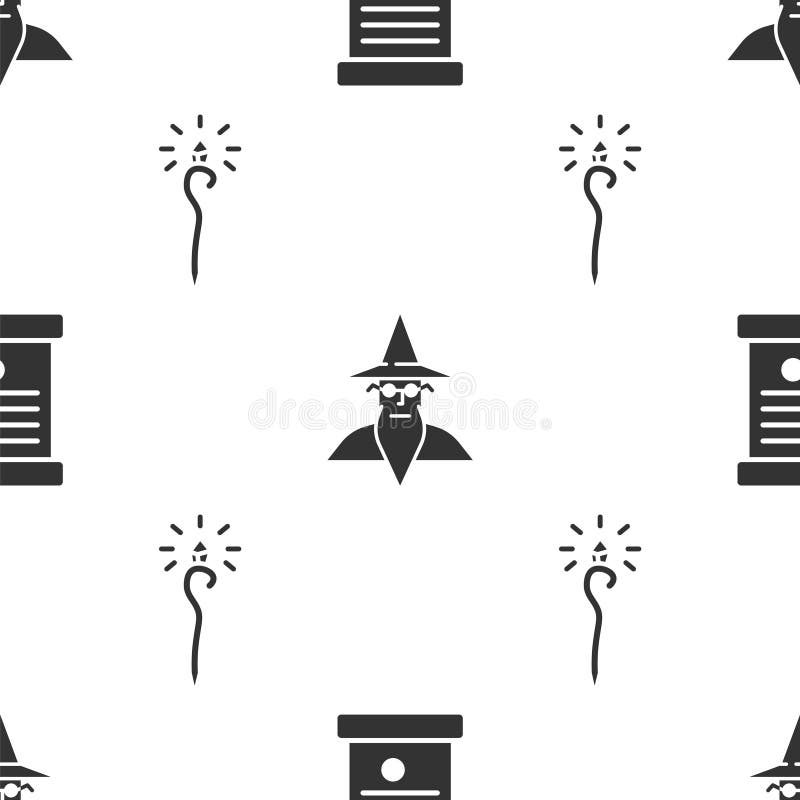 Set Decree, Paper, Parchment, Scroll, Wizard Warlock and Magic Staff on ...