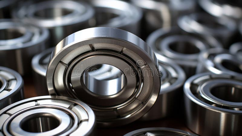 Set of Deep Groove Ball and Roller Bearings on a Gray Background with ...