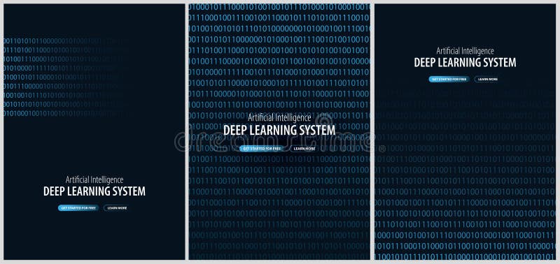 Set of Deep Learning System. Banner for Social Media. Vector ...