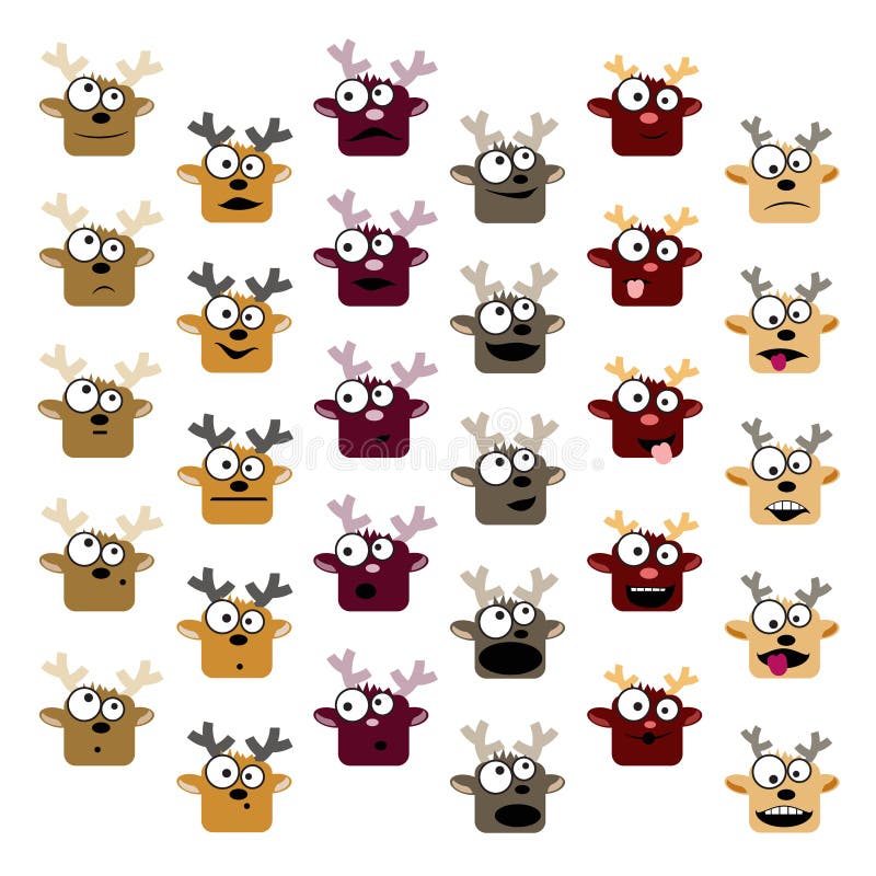 Set of deer emoticons stock vector. Illustration of cheerful - 99230391