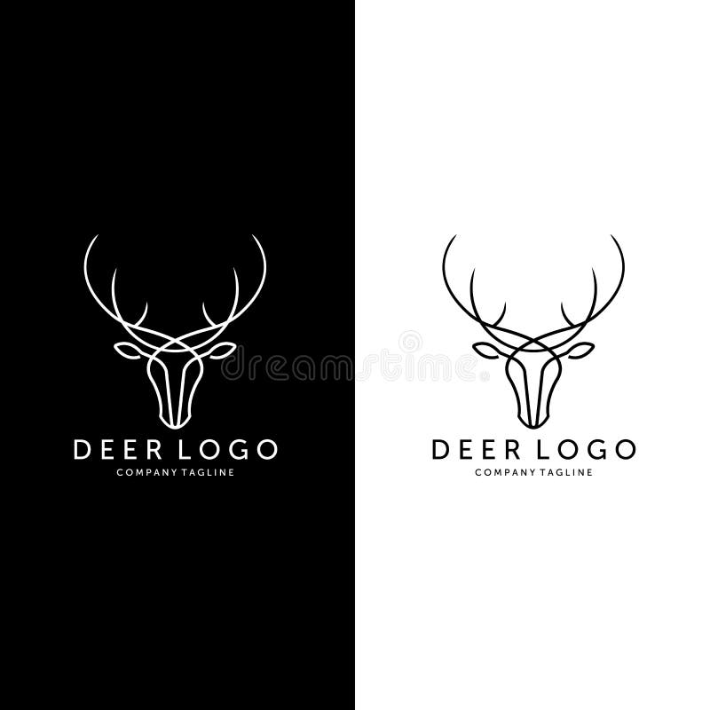 Set Deer Hunter Logo Vector Illustration Design Vintage Line Art Stock ...