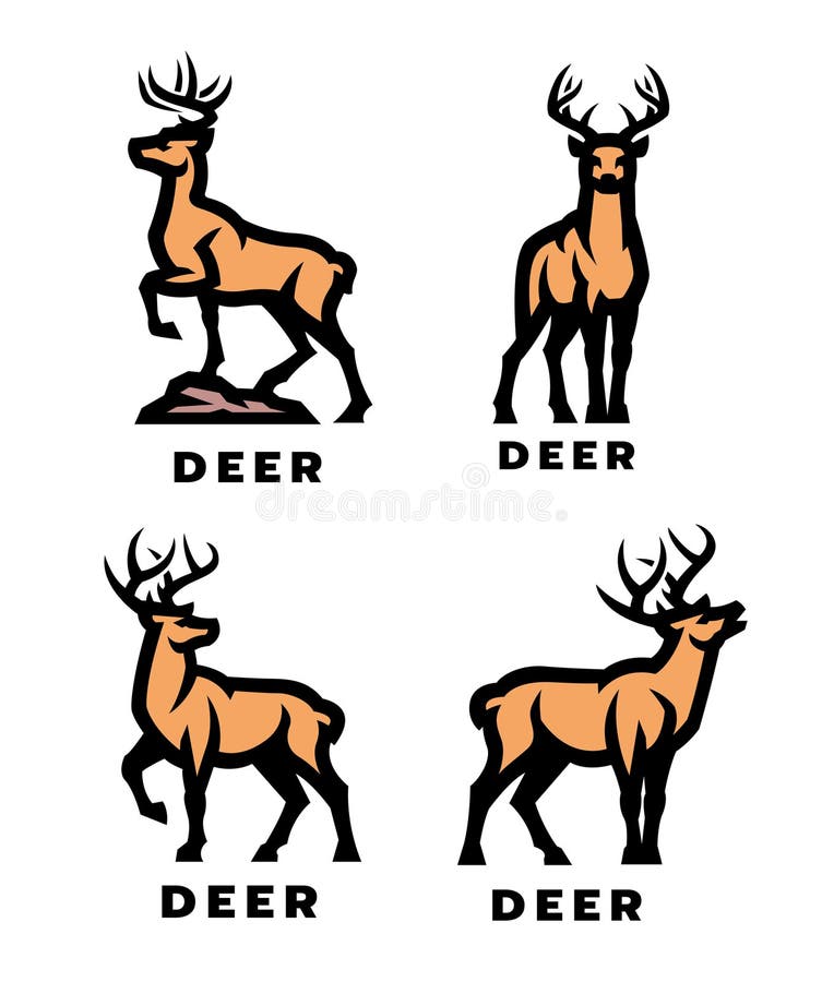 Set of deer logos. stock vector. Illustration of black - 342446239