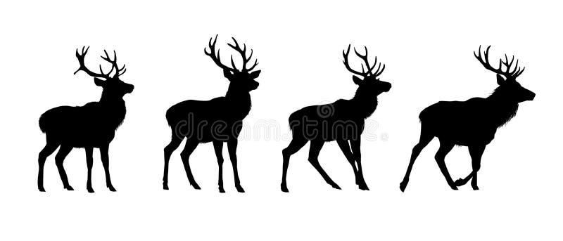 Set of Deer Silhouette Isolated Side View Stock Vector - Illustration ...