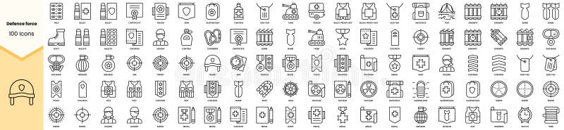 Set of Defence Force Icons. Simple Line Art Style Icons Pack Stock ...