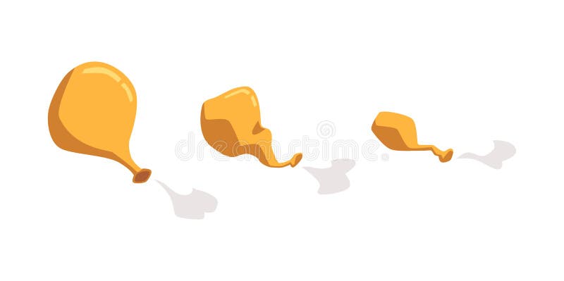 Set of Deflating Yellow Balloons Different Volume and Size Flat Style ...