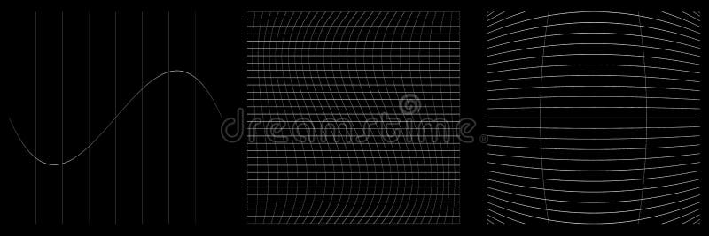 Set of Deformed, Distorted Grids, Meshes. Flex, Camber, Deformity ...