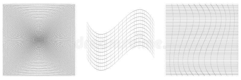 Set of Deformed, Distorted Grids, Meshes. Flex, Camber, Deformity ...