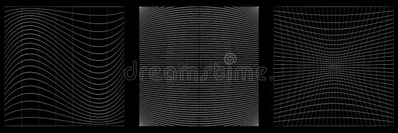 Set of Deformed, Distorted Grids, Meshes. Flex, Camber, Deformity ...