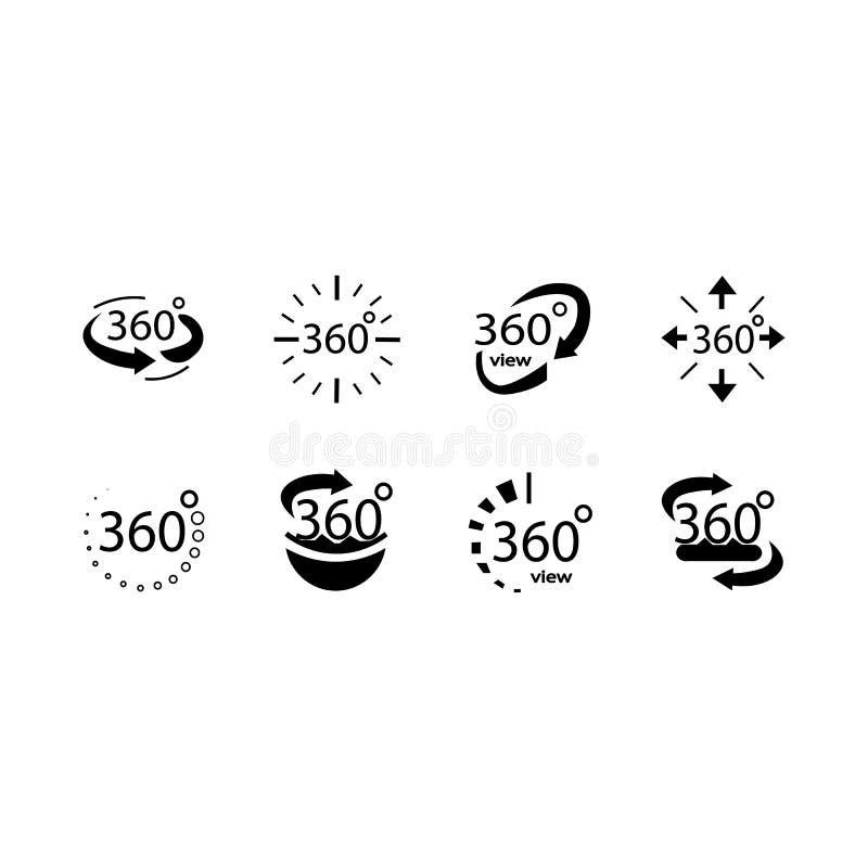Set of 360 Degree Icons. Vector Illustration Eps 10 Stock Illustration ...