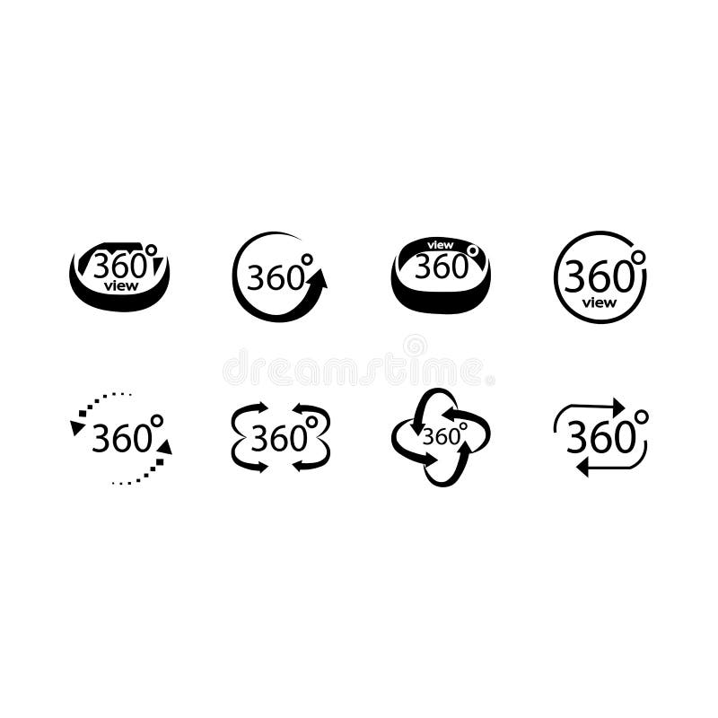 Set of 360 Degree Icons. Vector Illustration Eps 10 Stock Illustration ...