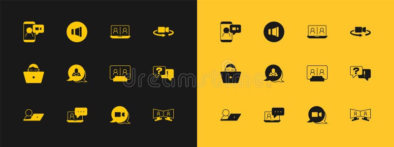 Set 360 Degree View, Video Chat Conference, Speech Bubble, and Speaker ...