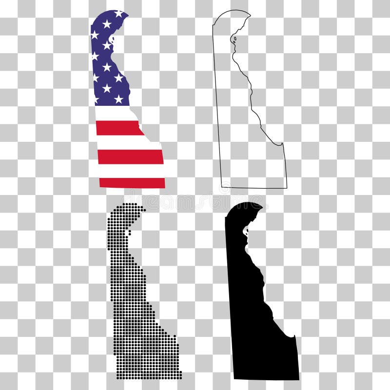 Set of Delaware Map, United States of America. Flat Concept Icon Vector ...
