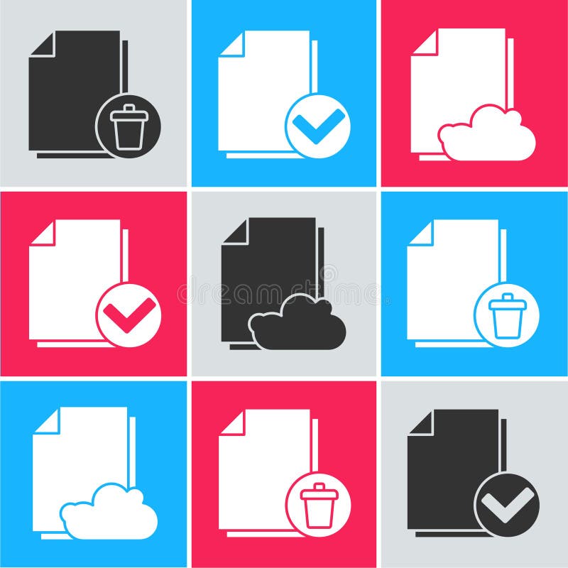 Set Delete File Document, Document and Check Mark and Cloud Storage ... Set Delete File Document, Document and Check Mark and Cloud Storage ...