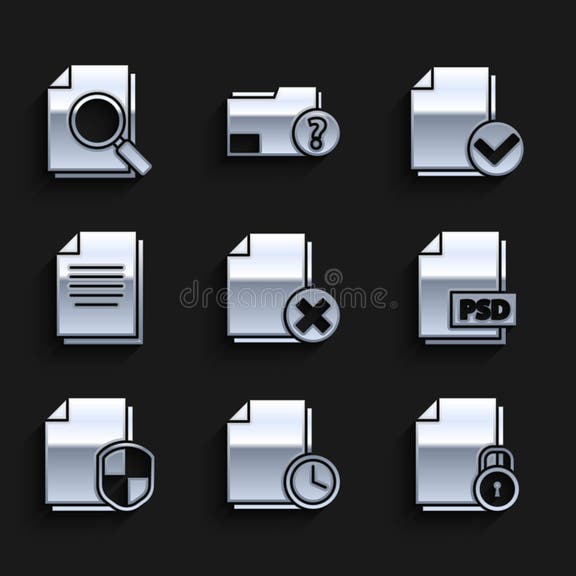 Set Delete File Document, Document with Clock, and, PSD, Protection Concept, Check Mark and ...