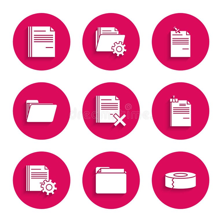 Set Delete File Document, Document Folder, Scotch, File and Binder Clip ...