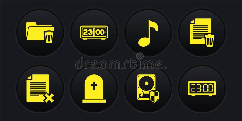 Set Delete File Document, , Tombstone with Cross, Hard Disk Drive HDD ... Set Delete File Document, , Tombstone with Cross, Hard Disk Drive HDD ...