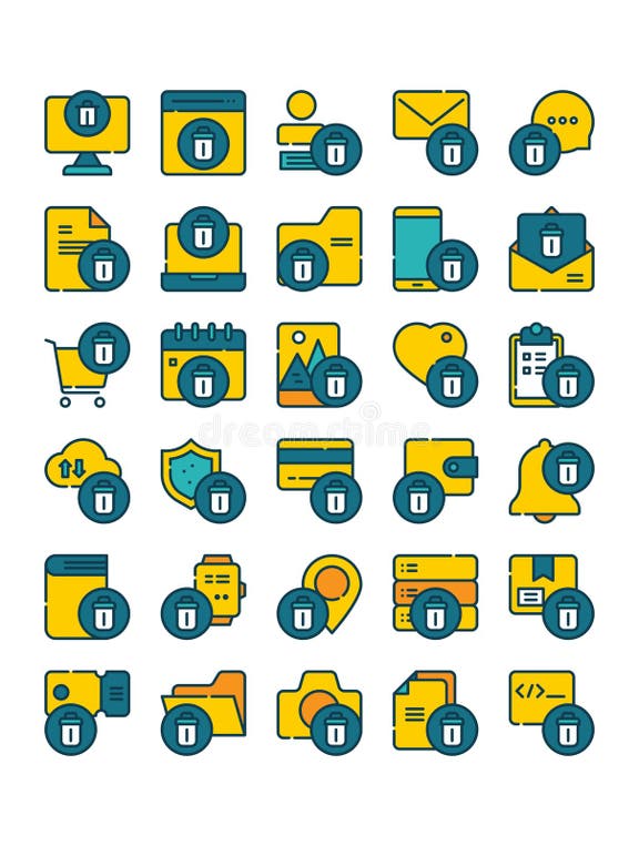 Set of Delete Remove Filled Outline Icon Stock Vector - Illustration of ...