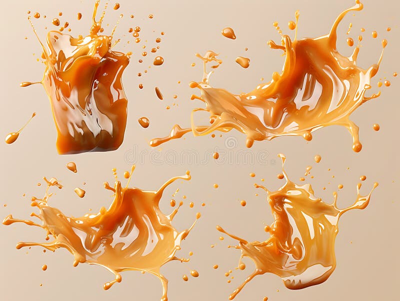 Set of Delicious Caramel Splashes in High Resolution Stock Illustration ...