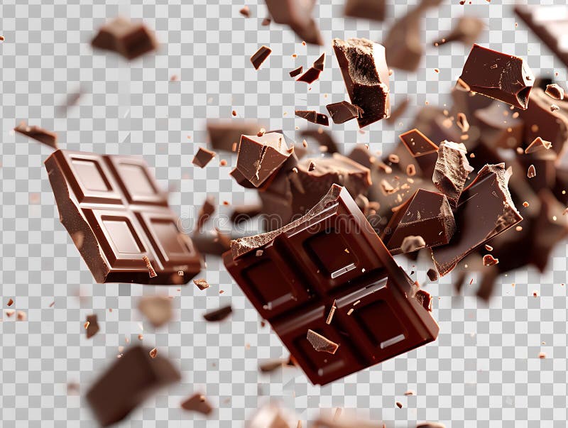 Set of Delicious Chocolate Bar Pieces Falling in High Resolution Stock ...