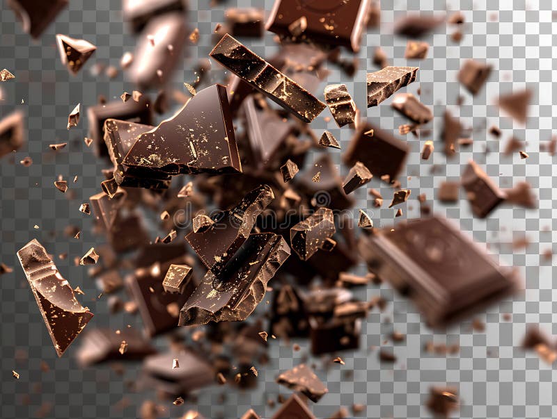 Set of Delicious Chocolate Bar Pieces Falling in High Resolution Stock ...