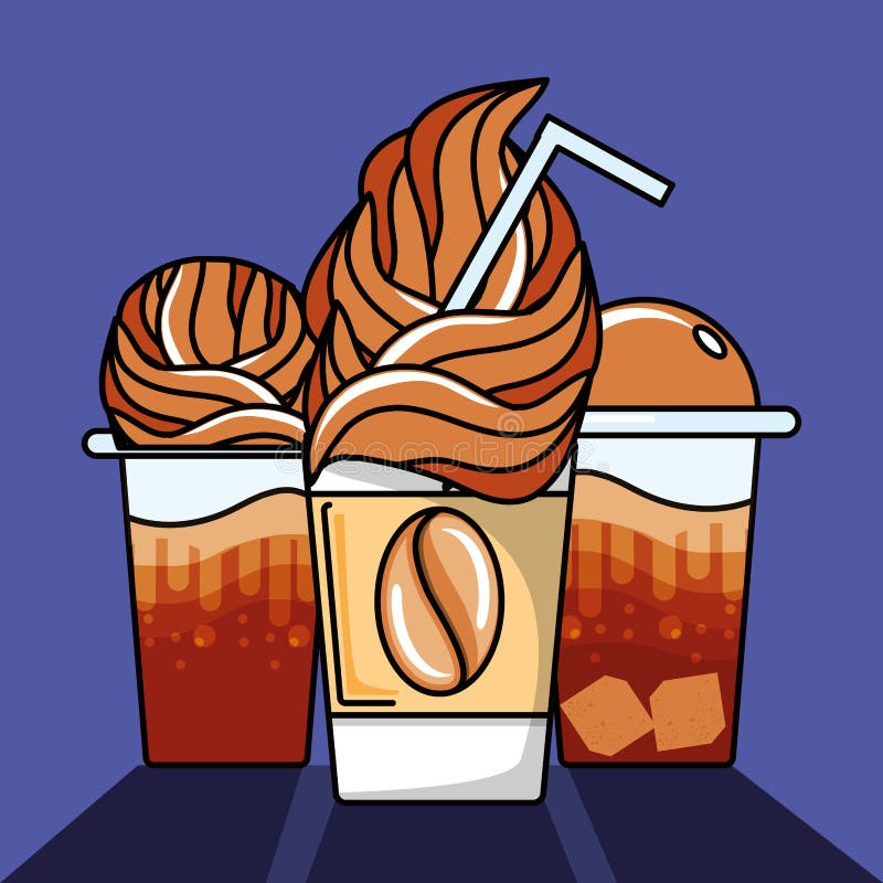 Set of Delicious Iced Coffee Stock Vector - Illustration of vector ...