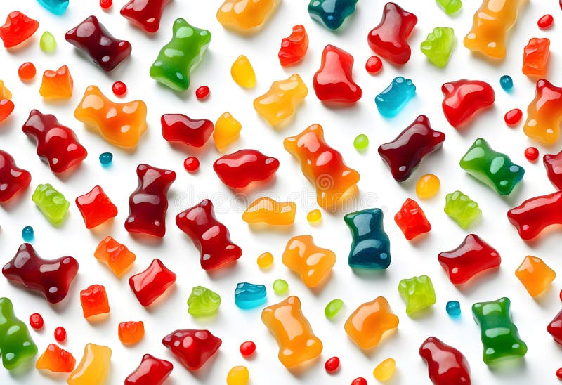 Set of Delicious Jelly Bears Falling Stock Illustration - Illustration ...