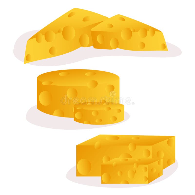 Set of Delicious Yellow Cheese Dairy Food Stock Illustration ...