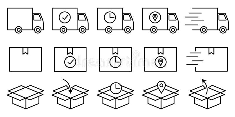 Set of Delivery Icons stock vector. Illustration of contour - 233275542