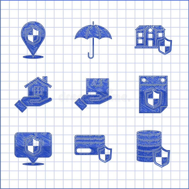 Set Delivery Insurance, Credit Card with Shield, Money, Calendar ... Set Delivery Insurance, Credit Card with Shield, Money, Calendar ...