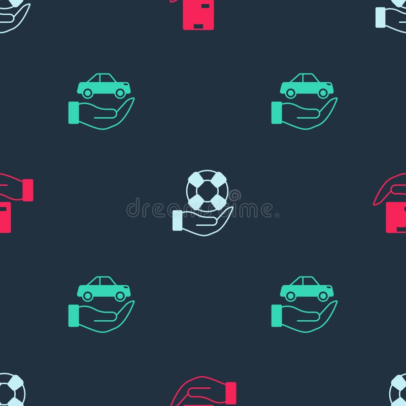Set Delivery Insurance, Lifebuoy Hand and Car on Seamless Pattern ...