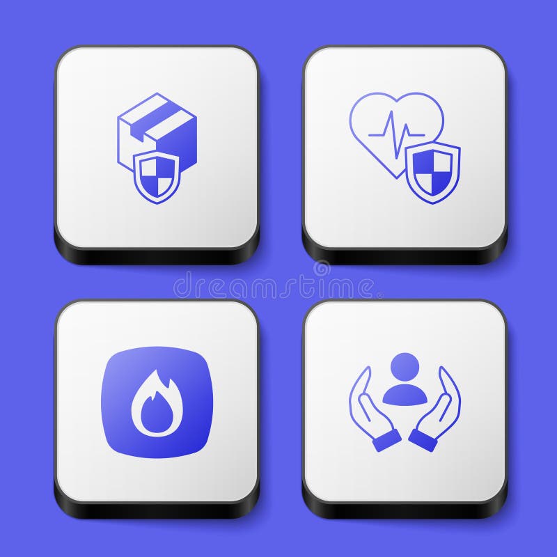 Set Delivery Security with Shield, Life Insurance, Fire Flame and Icon ...