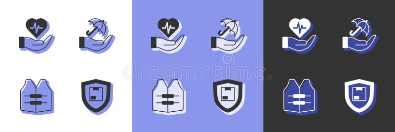 Set Delivery Security with Shield, Life Insurance in Hand, Jacket and ...